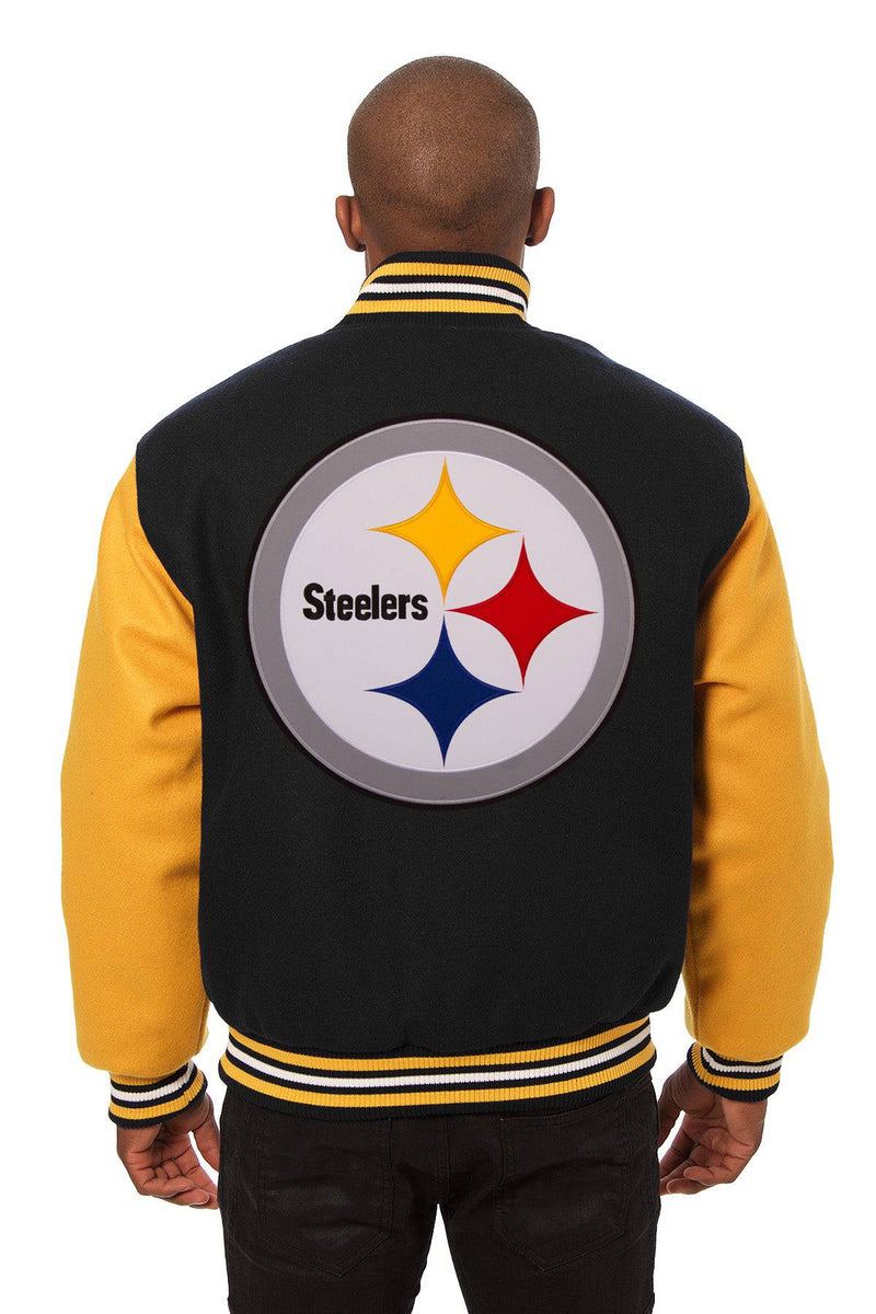 Pittsburgh Steelers JH Design Wool Handmade Full-Snap Jacket-Black/Yellow | J.H. Sports Jackets