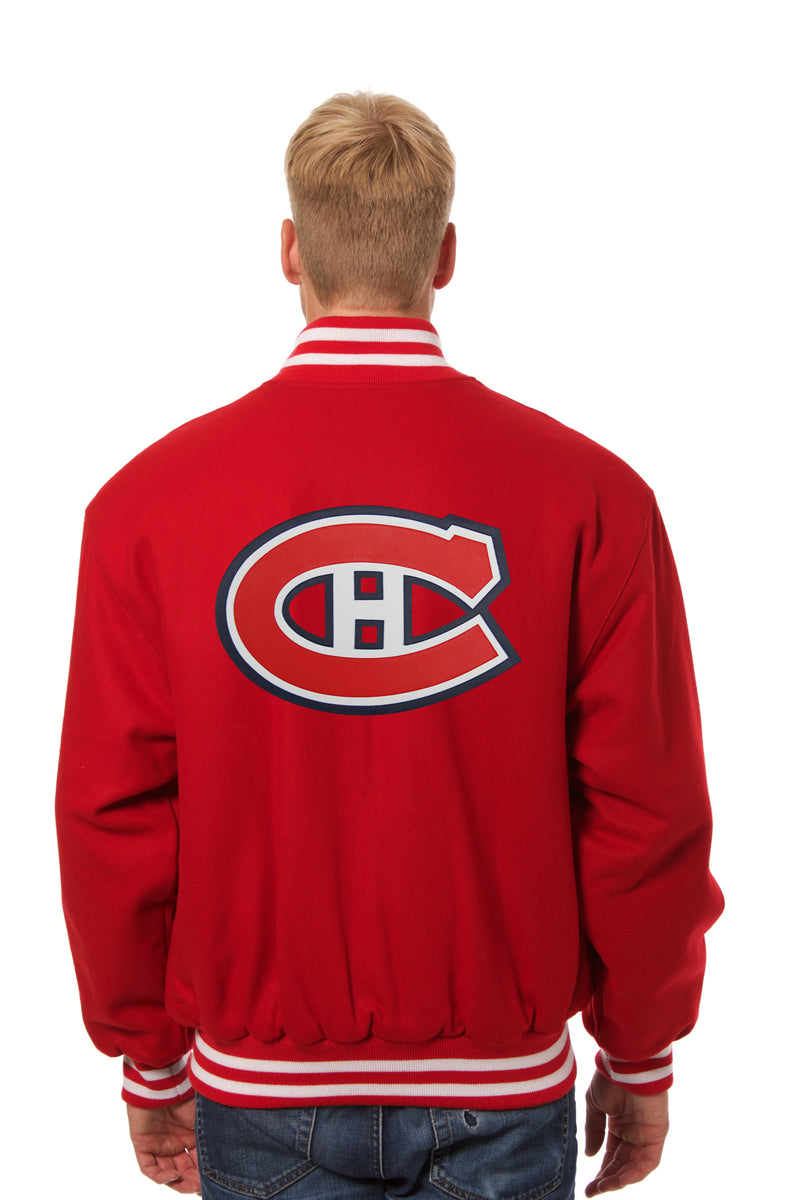Montreal Canadiens JH Design Wool Handmade Full-Snap Jacket - Red | J.H ...
