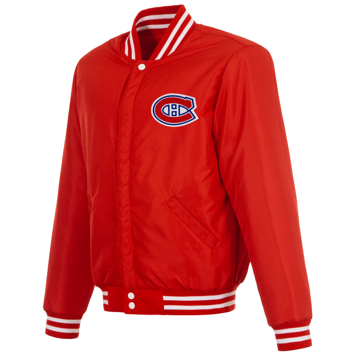 Montreal Canadiens JH Design Reversible Fleece Jacket with Faux Leather ...