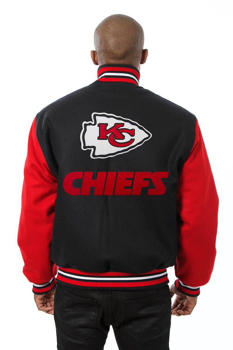 Kansas City Chiefs JH Design Wool Handmade Full-Snap Jacket - Black/Red ...