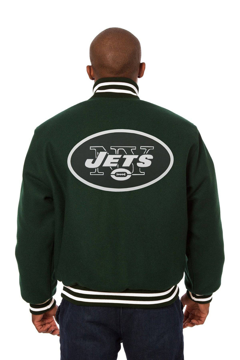 New York Jets JH Design Wool Handmade Full-Snap Jacket-Green | J.H ...