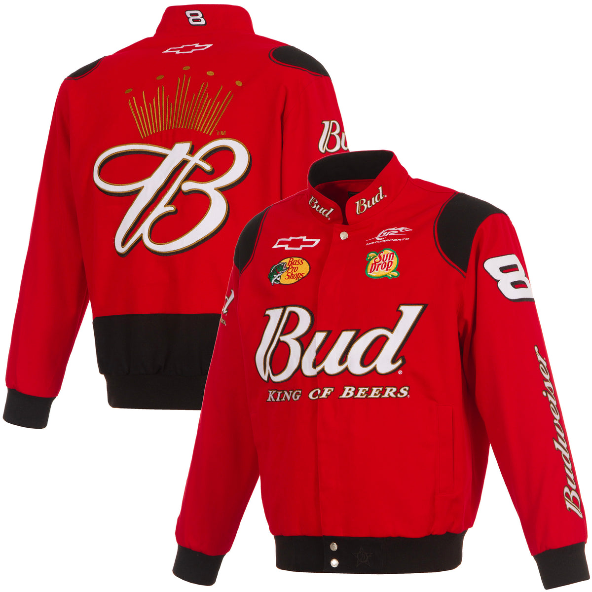 2025 Dale Earnhardt JR Budweiser Uniform Full-Snap Jacket-Red | J.H ...