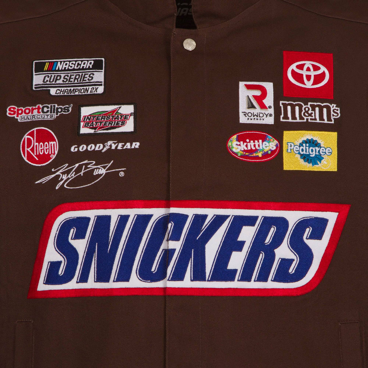 Authentic Kyle Busch Brown Snickers Full-Snap Twill Uniform Jacket JH ...