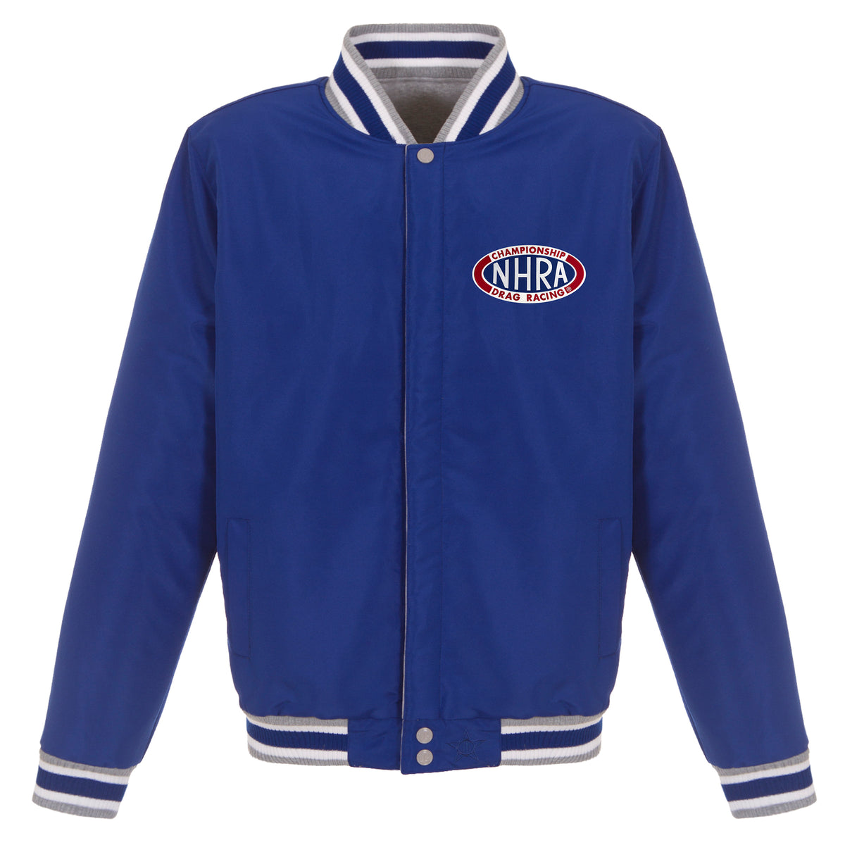 NHRA JH Design Two-Tone Reversible Fleece Jacket - Gray/Royal | J.H ...