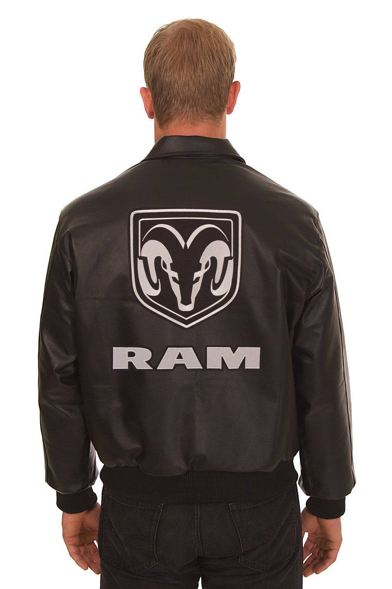 Dodge Ram Embroidered Leather Jacket - Black | J.H. Sports Jackets