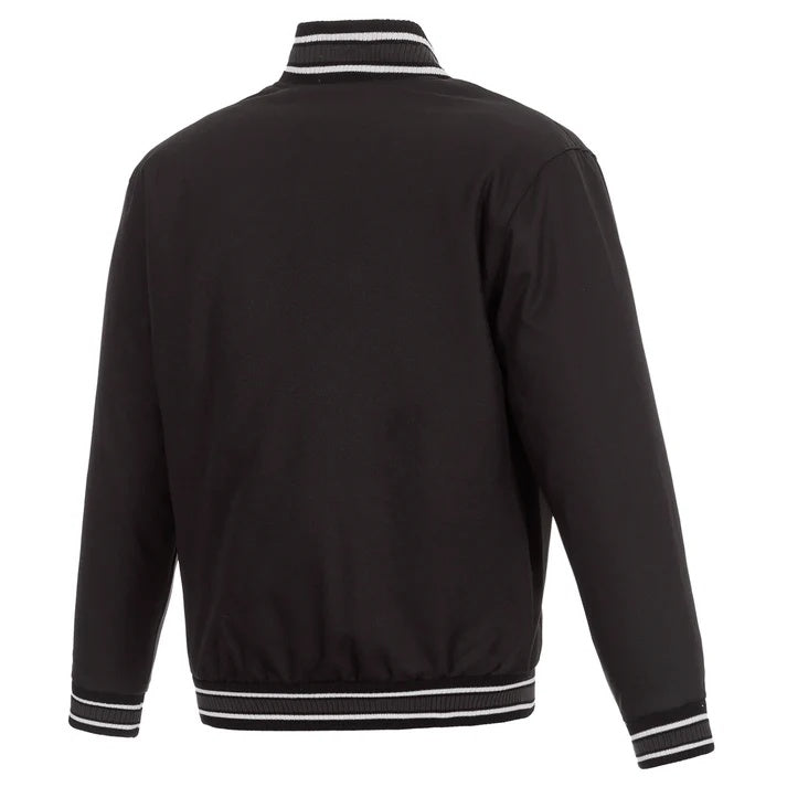 Toronto Raptors Poly Twill Varsity Jacket -Black | J.H. Sports Jackets