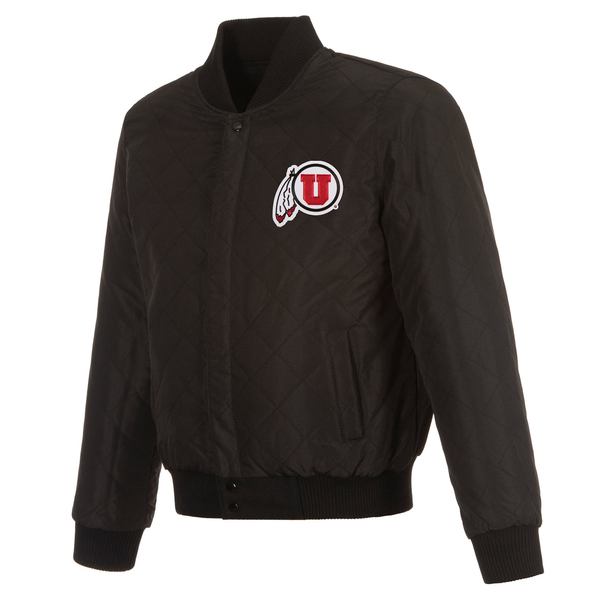 Utah Utes Wool & Leather Reversible Jacket w/ Embroidered Logos - Black ...