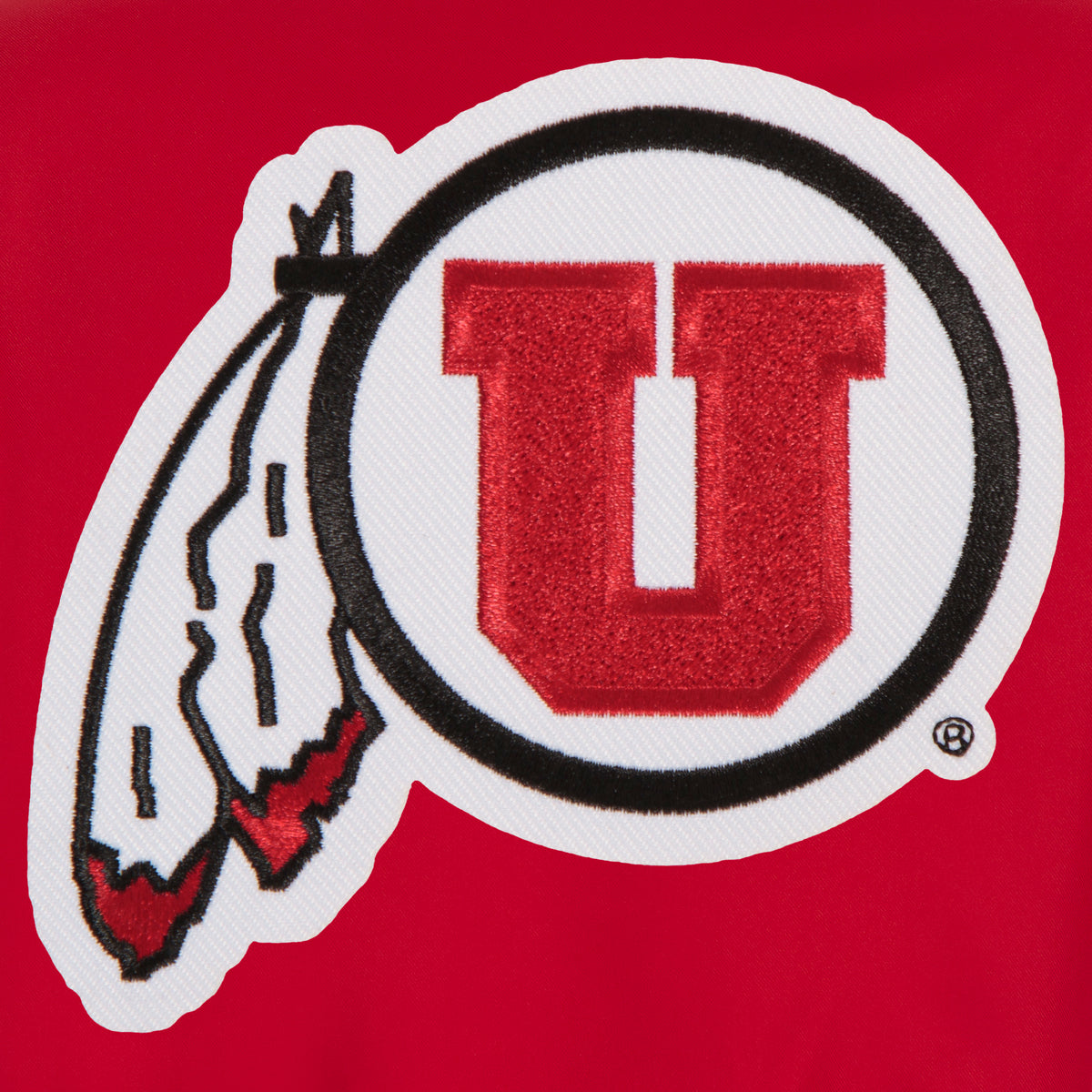 Utah Utes Poly Twill Varsity Jacket - Red | J.H. Sports Jackets