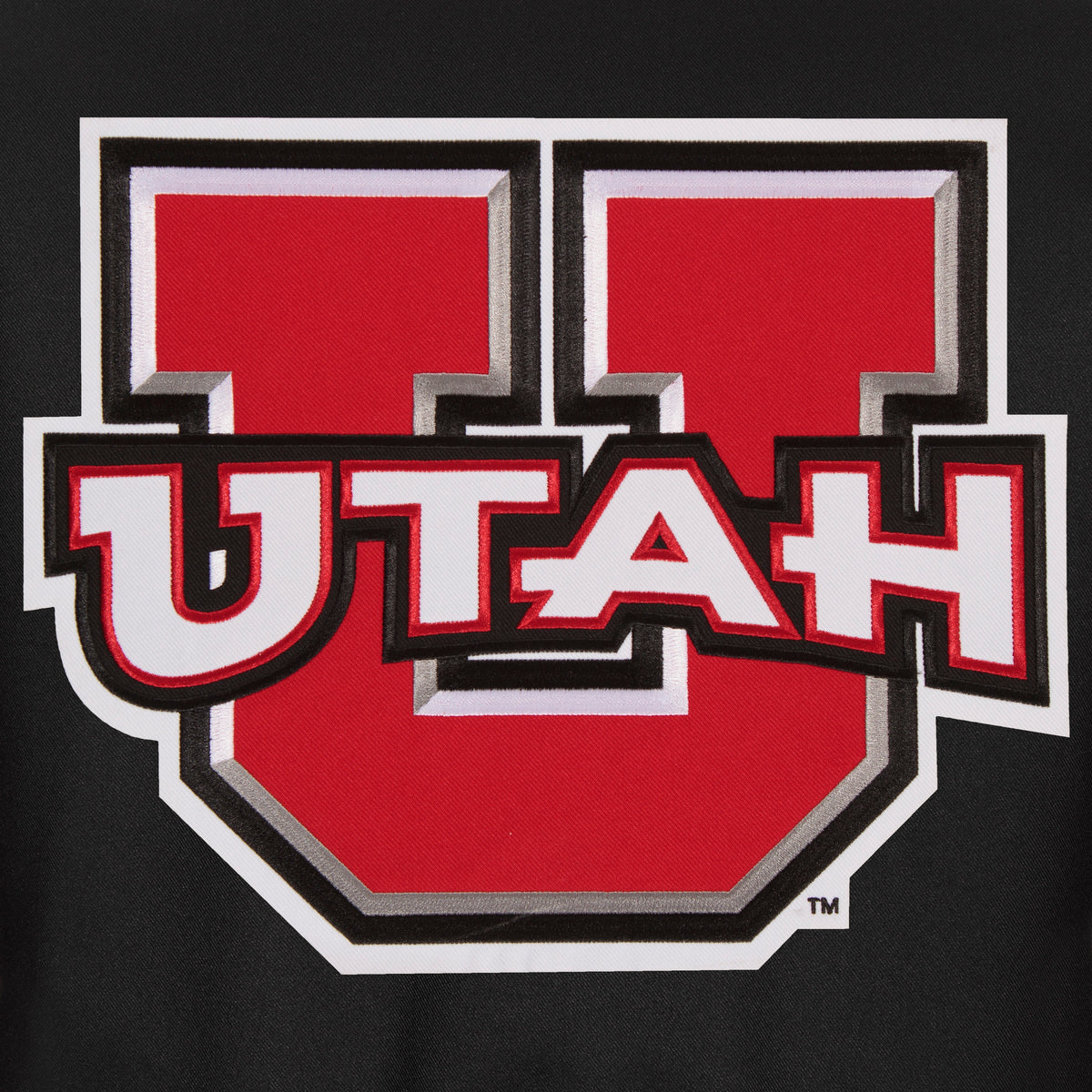 Utah Utes Poly Twill Varsity Jacket - Black/Red | J.H. Sports Jackets