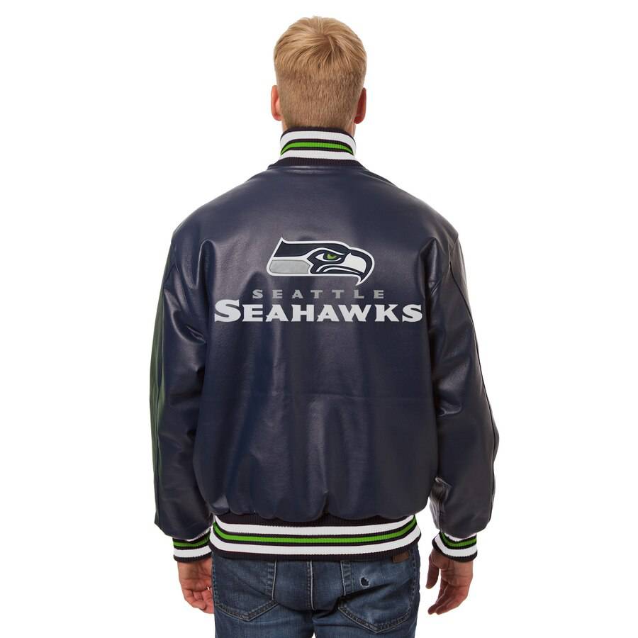 Seattle Seahawks JH Design Leather Jacket - Navy | J.H. Sports Jackets