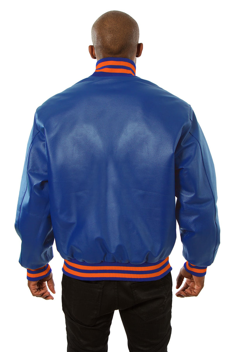 JH Design - All-Leather Varsity Jacket - Royal | J.H. Sports Jackets